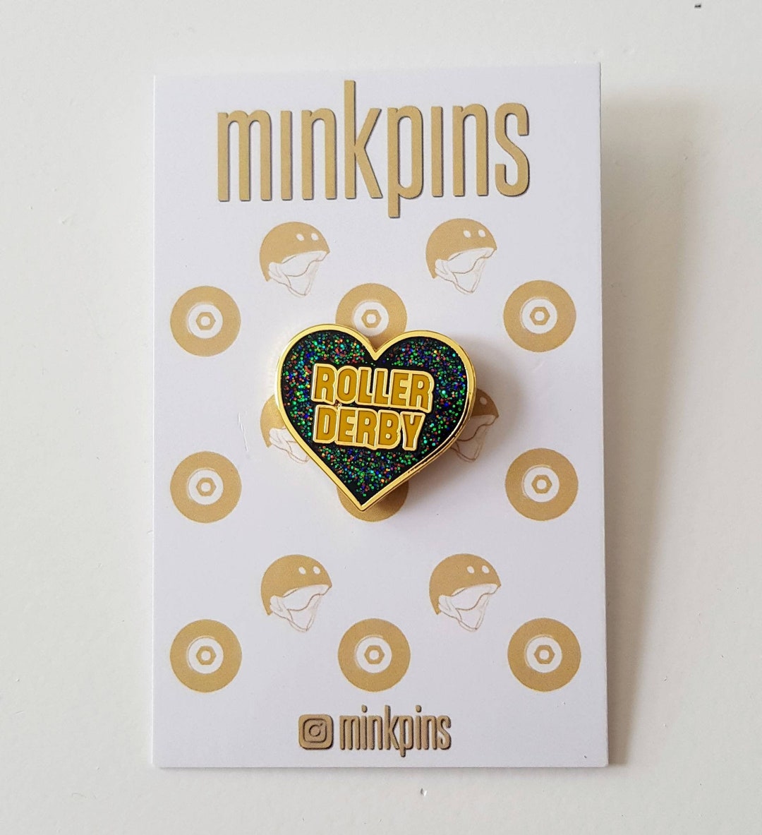 Roller Derby Enamel Pin - Black Glitter Heart - Etsy