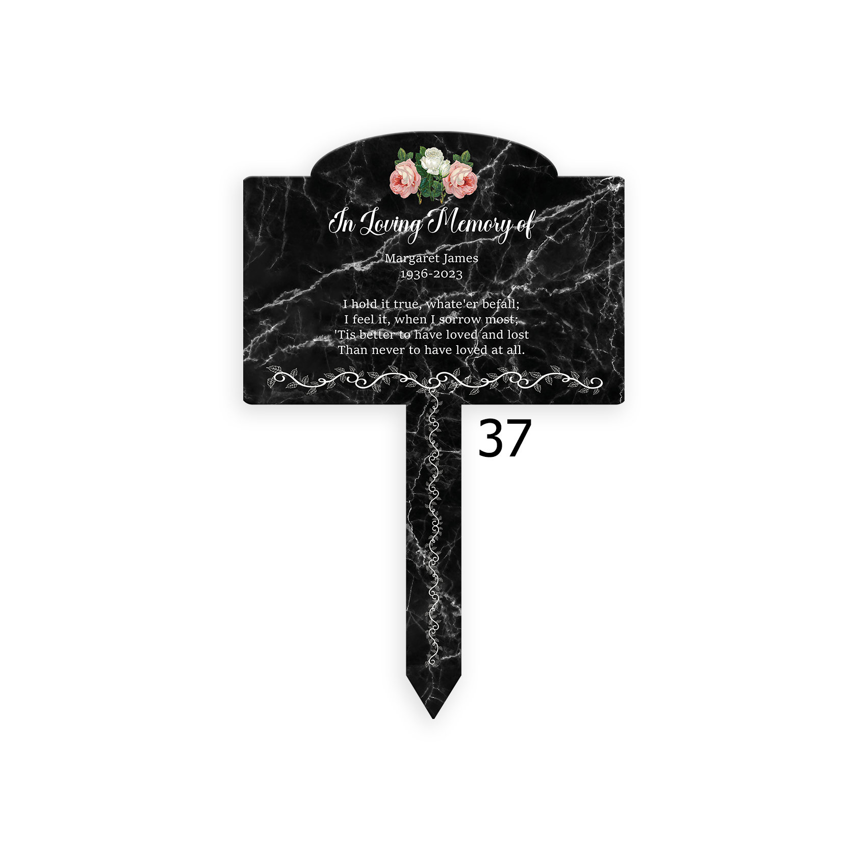 Personalised Traditional in Loving Memory Floral Memorial Spike Stake ...