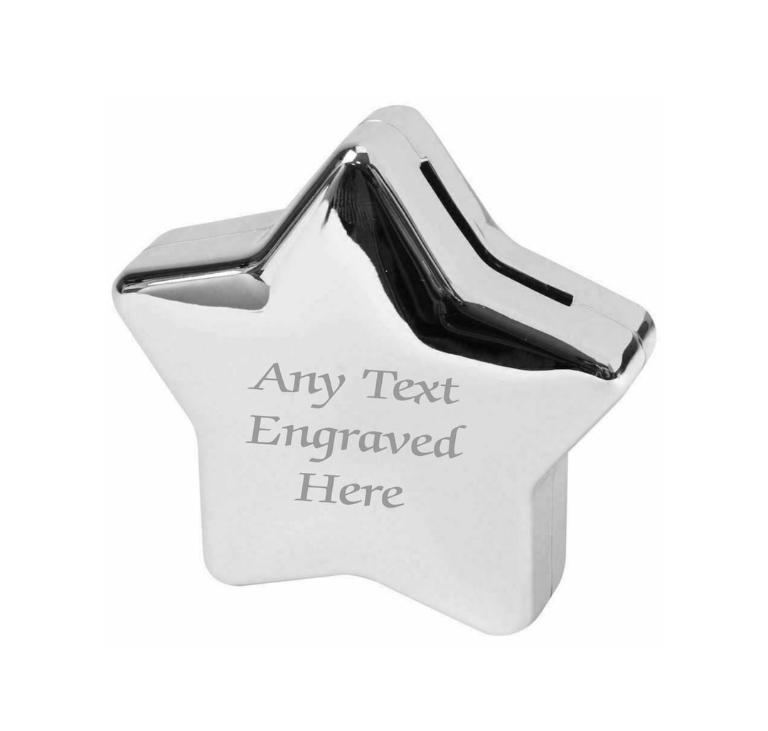Personalised Engraved Silver-plated Star Bank Money Box Christening ...