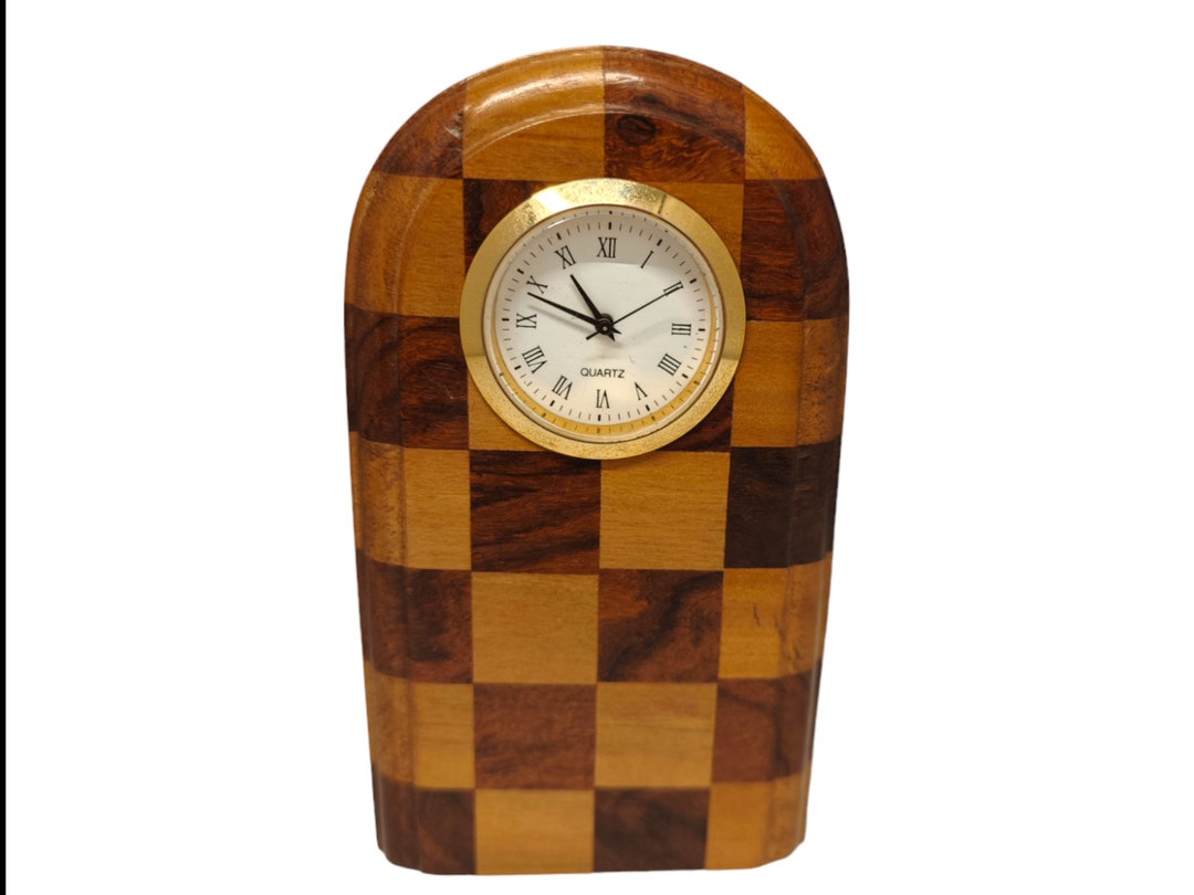 Wooden Clock With Inlay Squares - Etsy