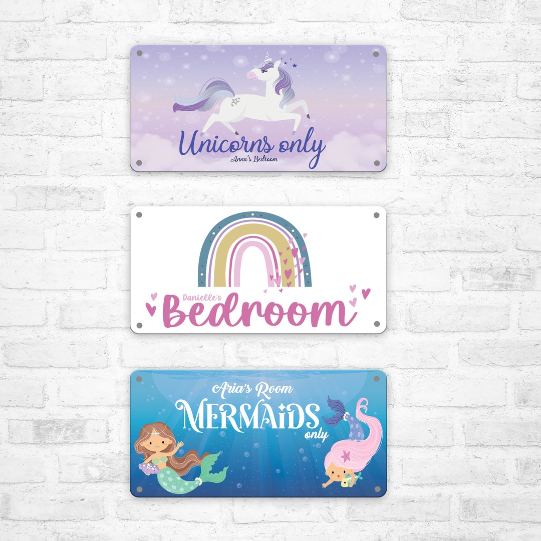 Personalised Children's Bedroom Door Sign With Name Metal Aluminium ...