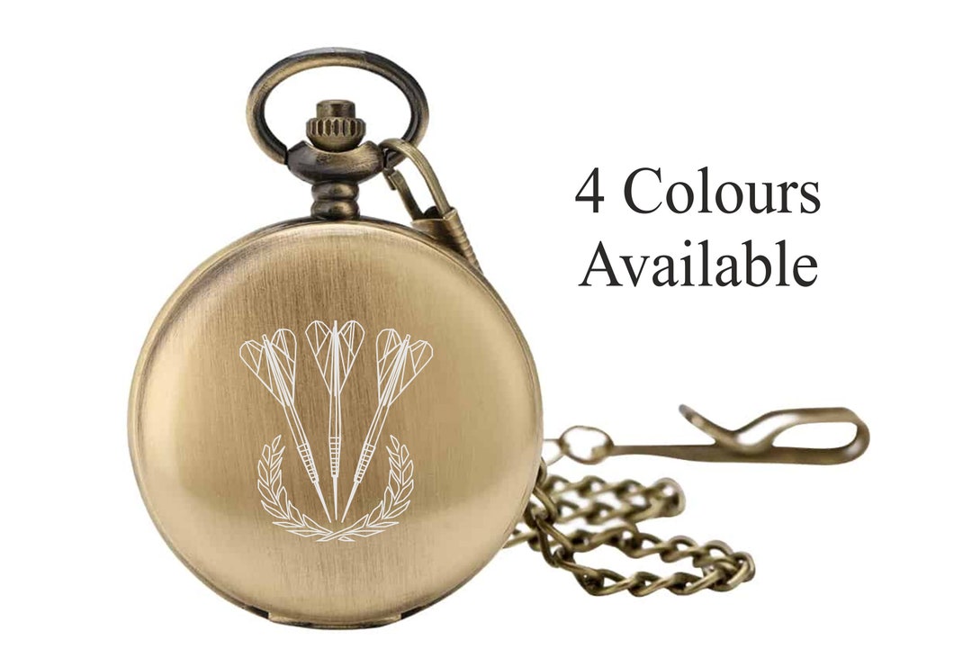 Personalised Engraved Darts Design Full Hunter Pocket Watch With Roman ...