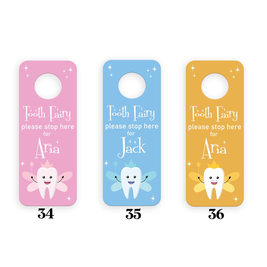 Personalised Tooth Fairy Children's Bedroom Door Hanger Sign With Name ...