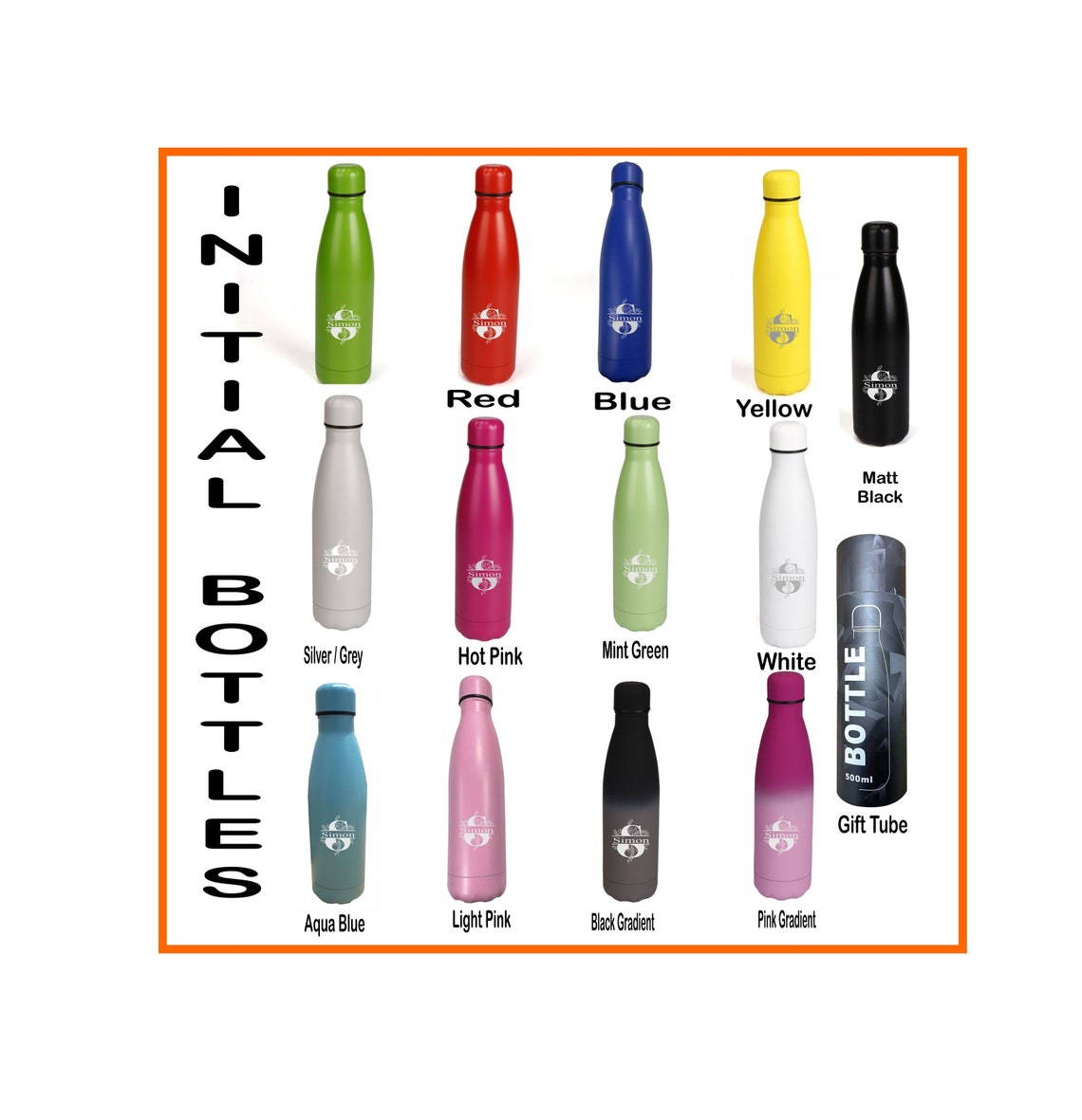 Personalised Any Initial With Name Inside It on A 500ml | Etsy UK