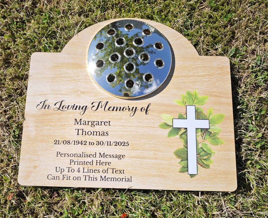 Personalised Cross Design Metal Grave Stone Marker Headstone Memorial ...