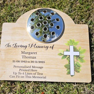 Personalised Cross Design Metal Grave Stone Marker Headstone Memorial ...