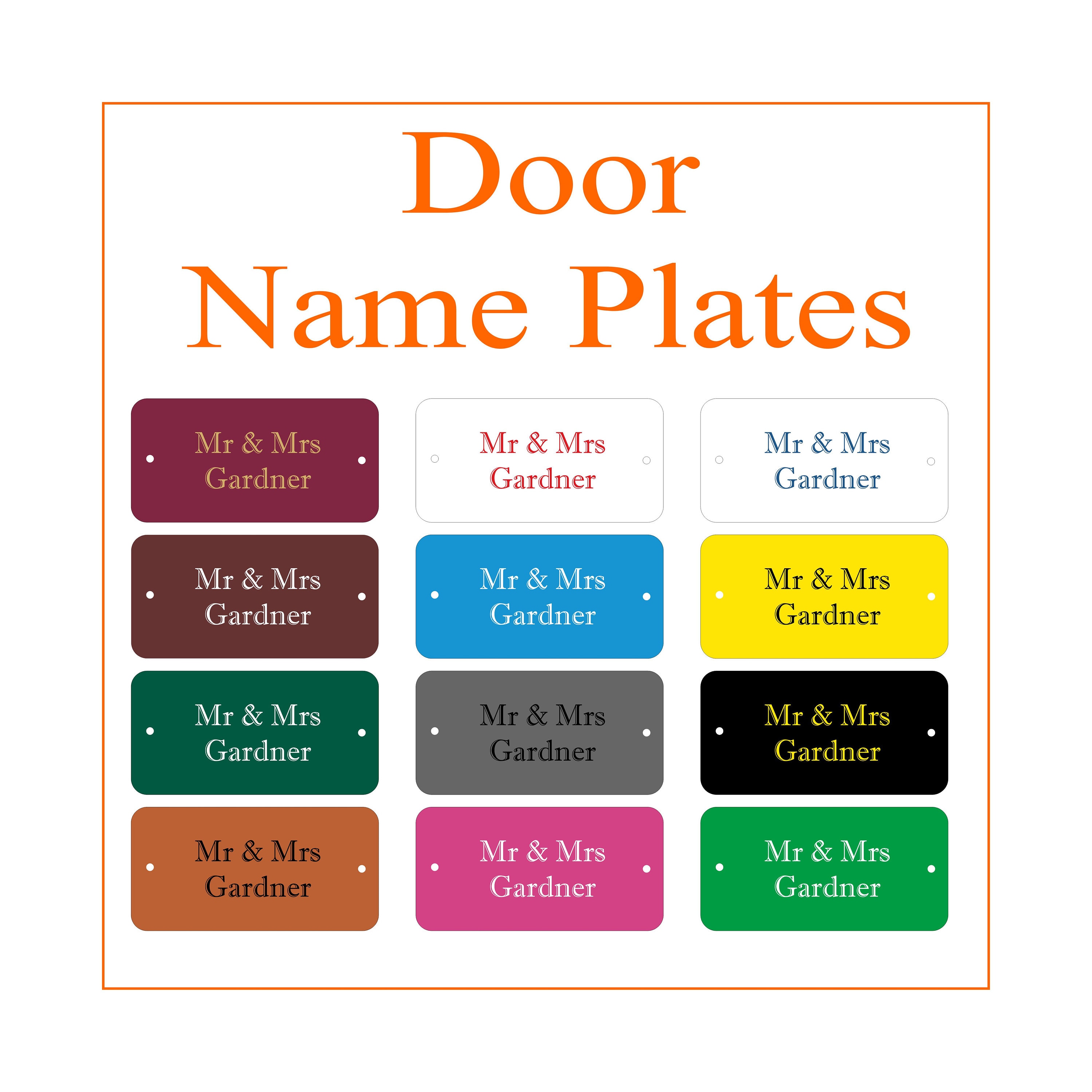 Personalised Engraved Door Name Plate Sign 100mm X 50mm Lots of Colours ...
