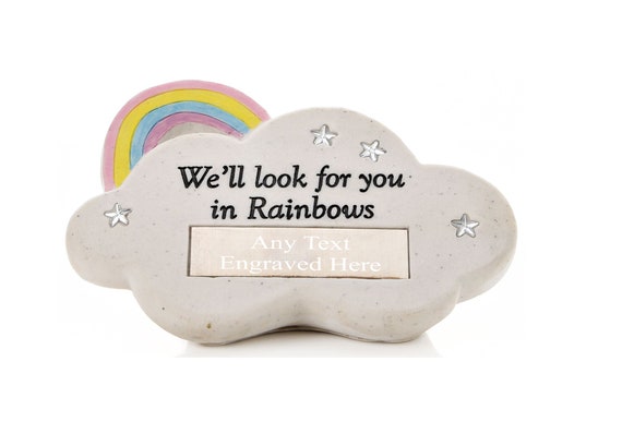 Personalised Engraved Memorial Rainbow Cloud Plaque | Etsy