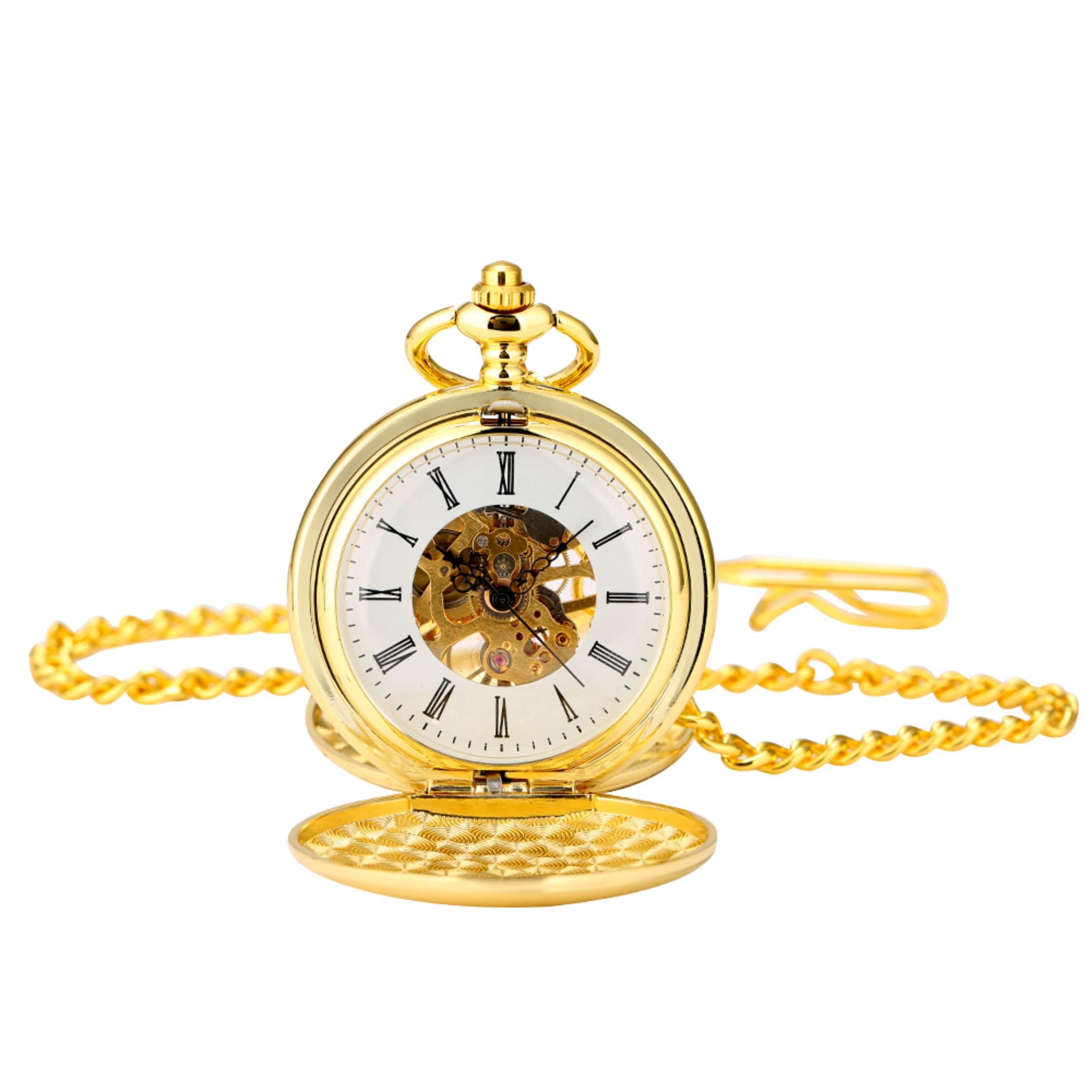 Personalised Gold Full Hunter Pocket Watch With Roman Numeral Dial ...