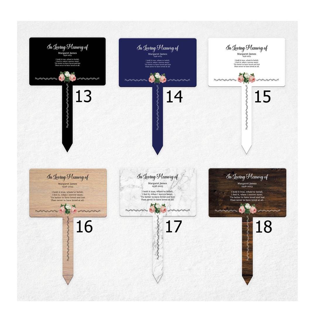 Personalised in Loving Memory Floral Memorial Stake Spike Grave Marker ...