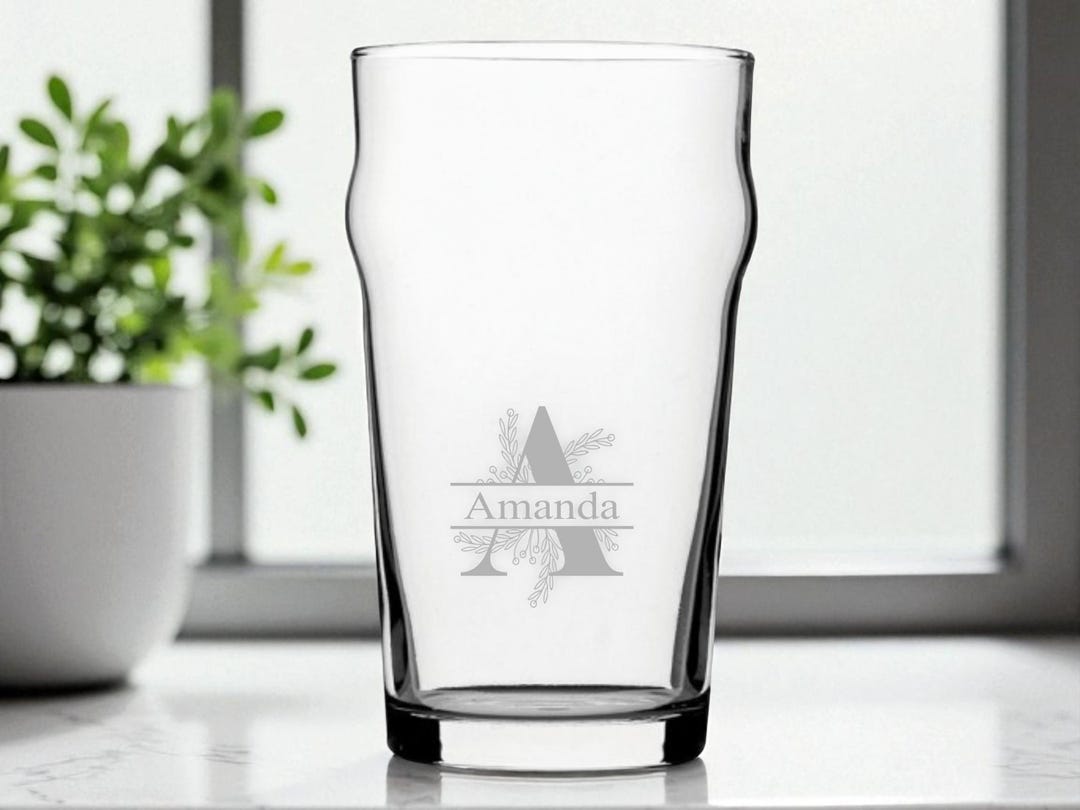 Personalised Engraved Any Initial Nonic Pint Glass 20oz (57cl) Ideal ...