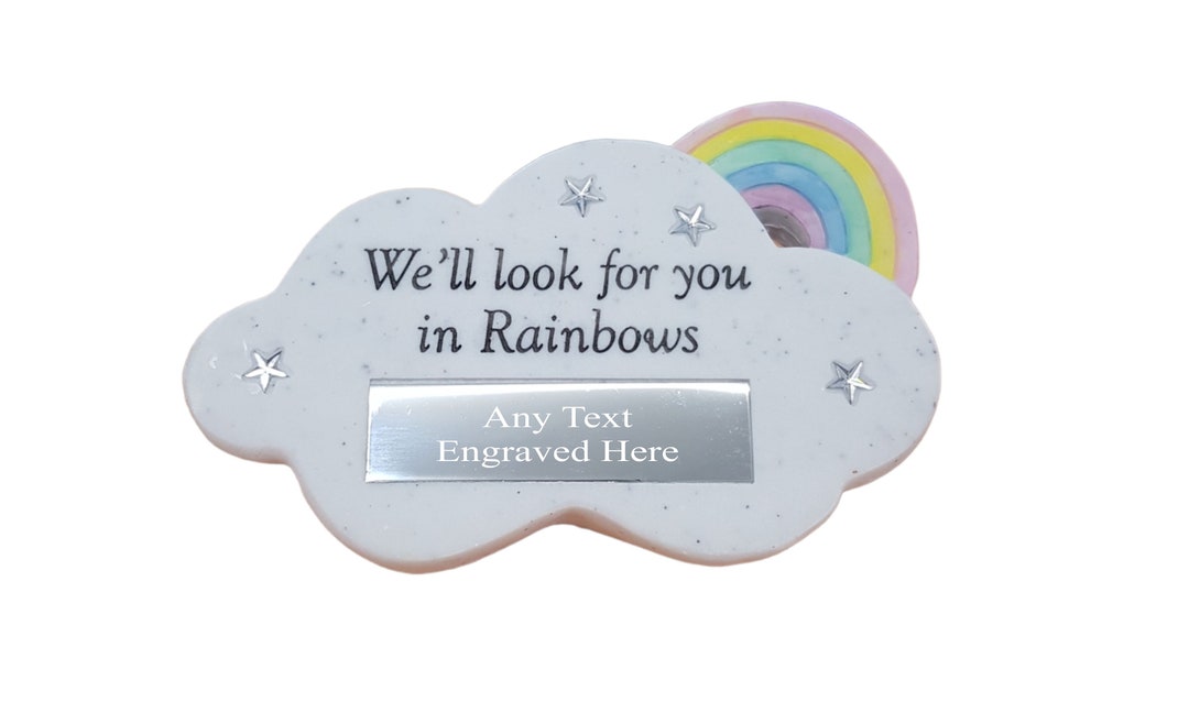 Personalised Engraved Memorial Rainbow Cloud Plaque - Etsy UK