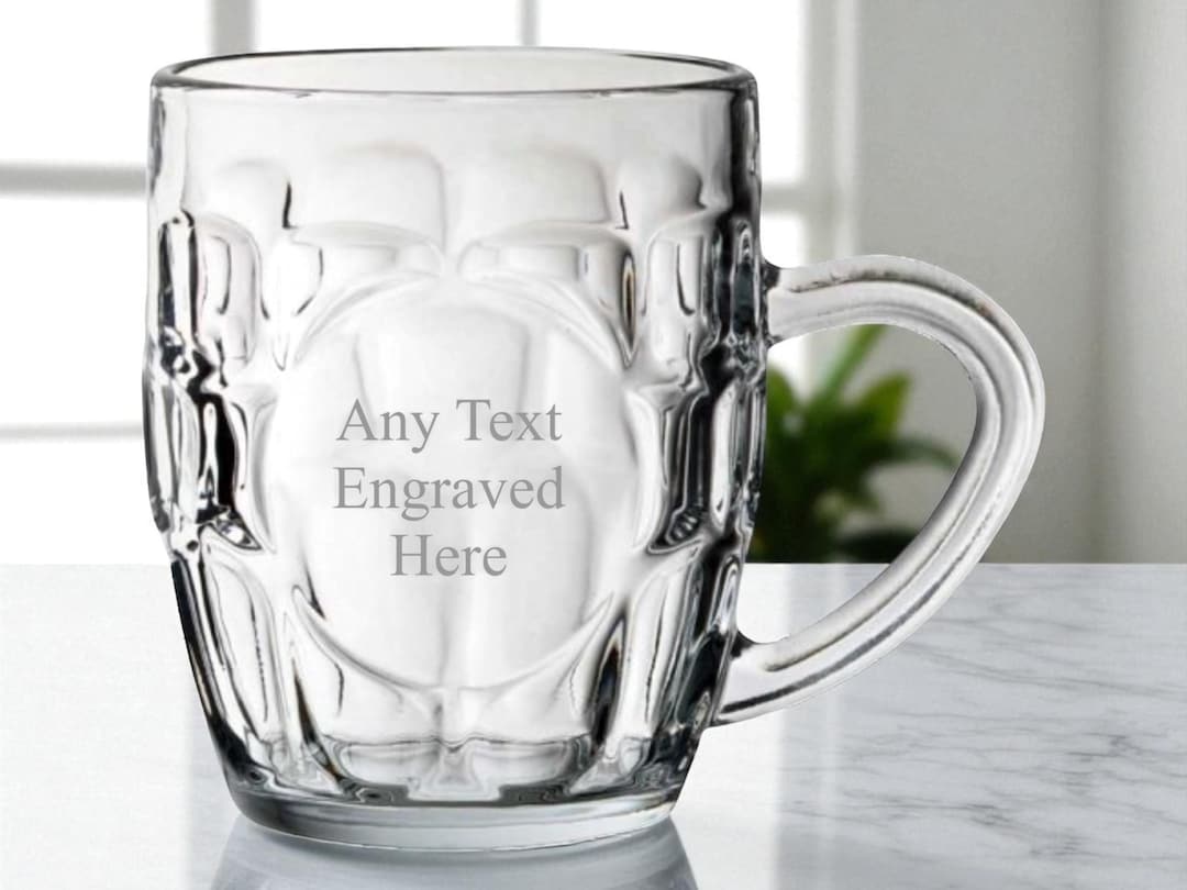 Personalised Engraved Glass Half Pint Dimple Tankard Panelled 10oz ...