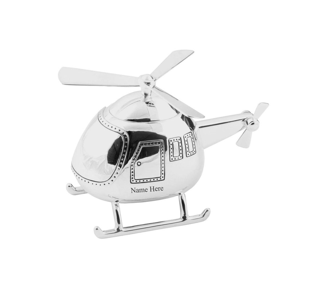 Personalised Engraved Silver-plated Helicopter Bank Money Box ...