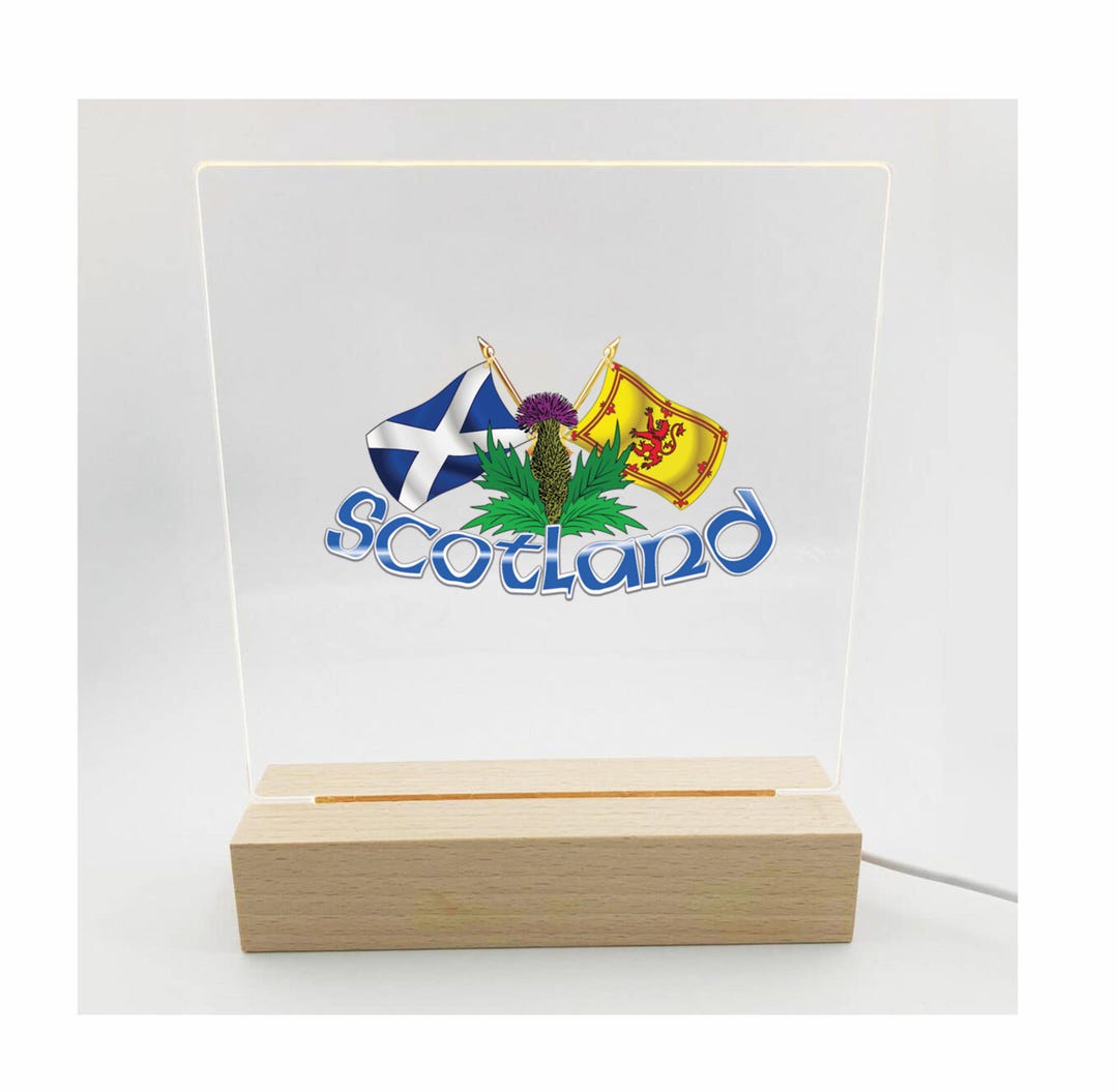 Scottish Flags & Scotland Text LED Night Light Desk Light up Sign ...