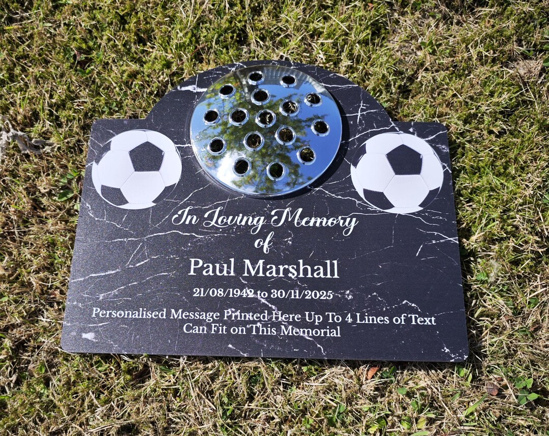 Personalised Football Design Metal Grave Stone Marker Headstone ...