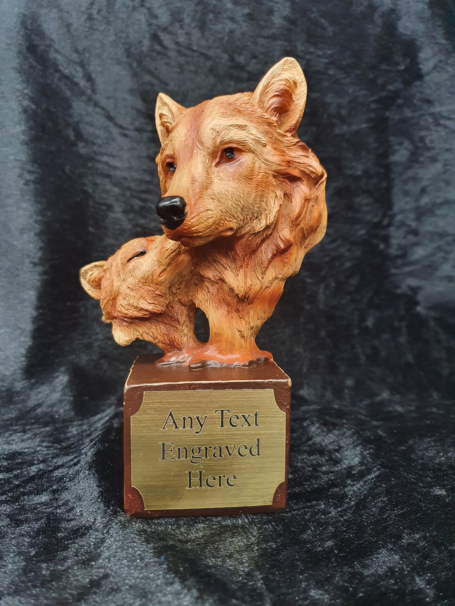 Personalised Wolves Nature Craft Wood Effect Resin Figurine - Etsy