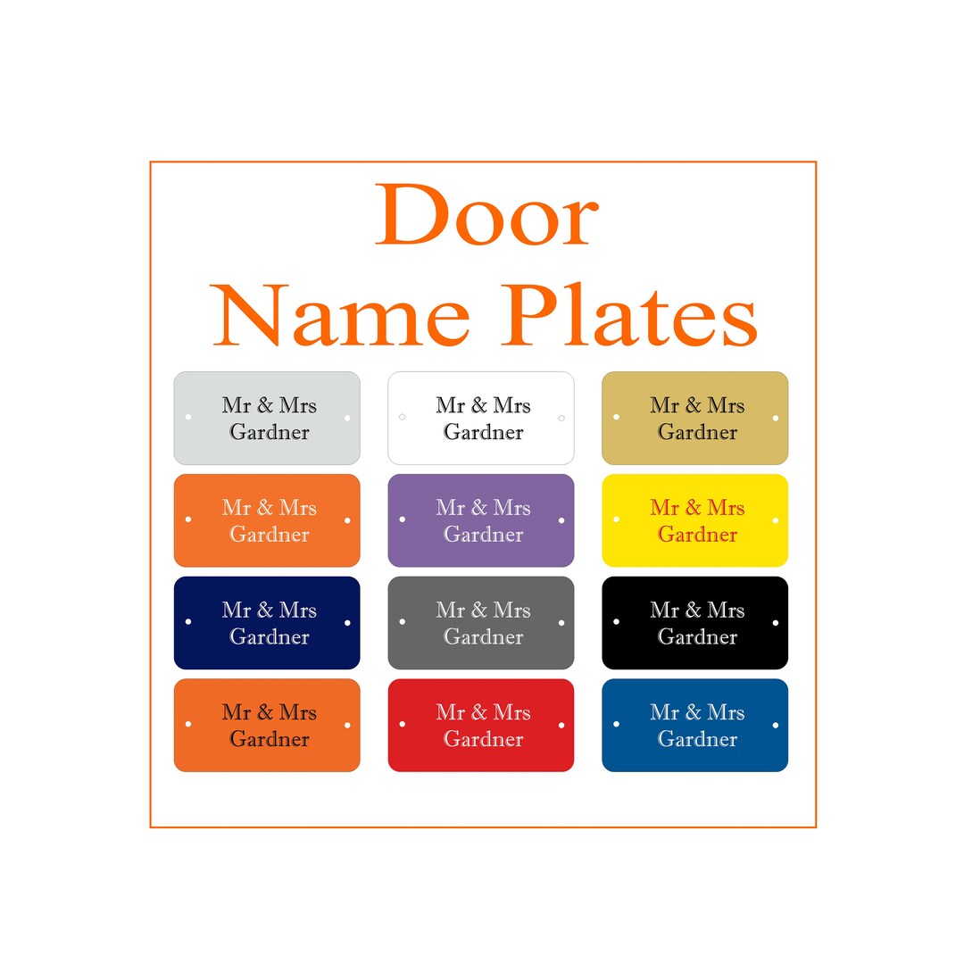 Personalised Engraved Door Name Plate Sign 100mm X 50mm Lots of Colours ...