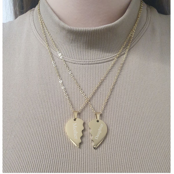 Split Heart Necklace - Etsy