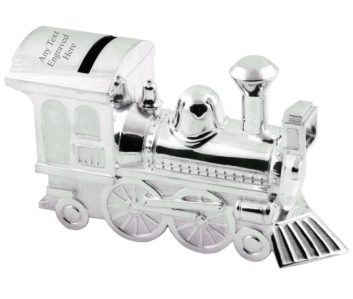 Personalised Engraved Silver-plated Train Bank Money Box - Etsy UK
