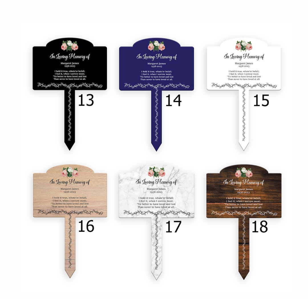Personalised Traditional in Loving Memory Floral Memorial Spike Stake ...