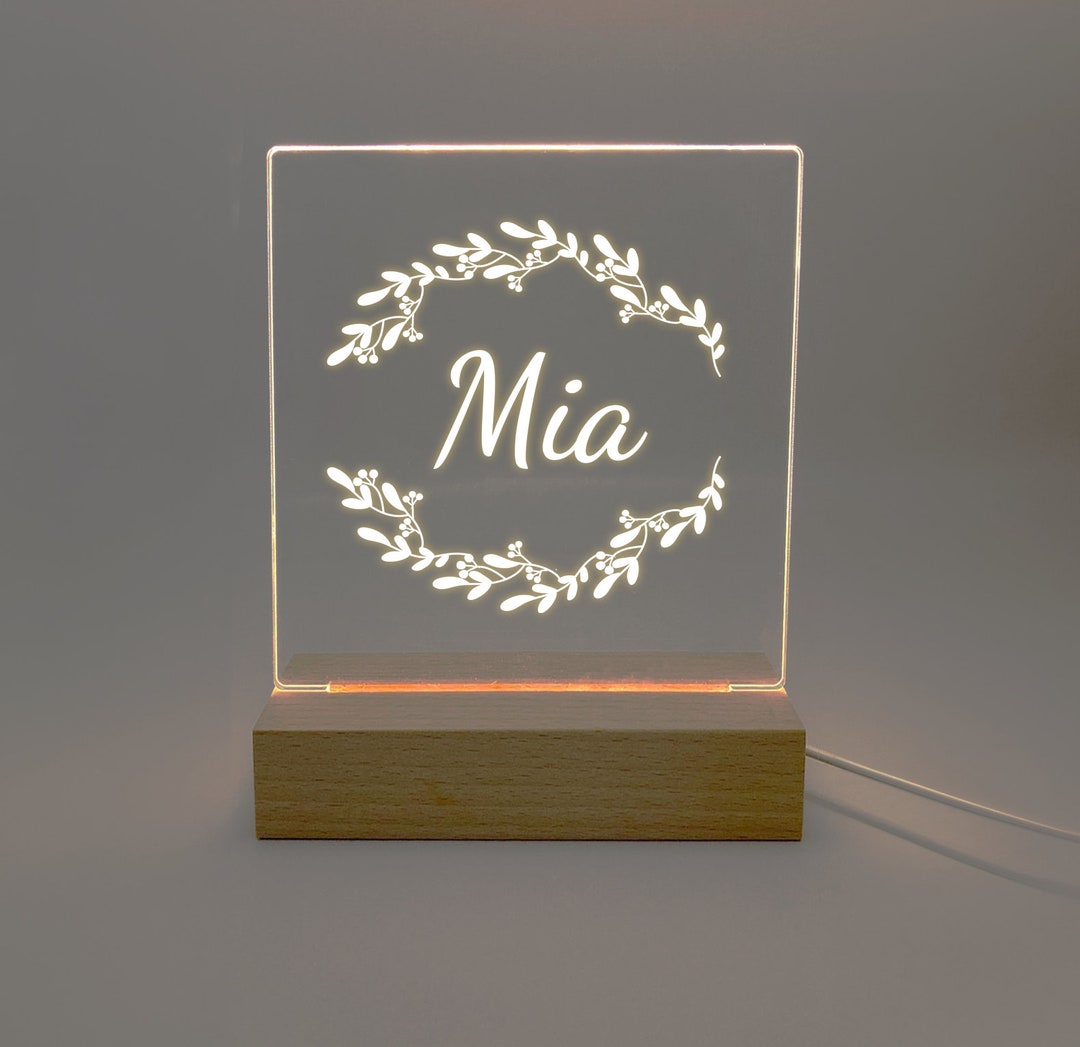 Personalised LED Night Light Desk Light up Sign Bedroom Office Décor ...