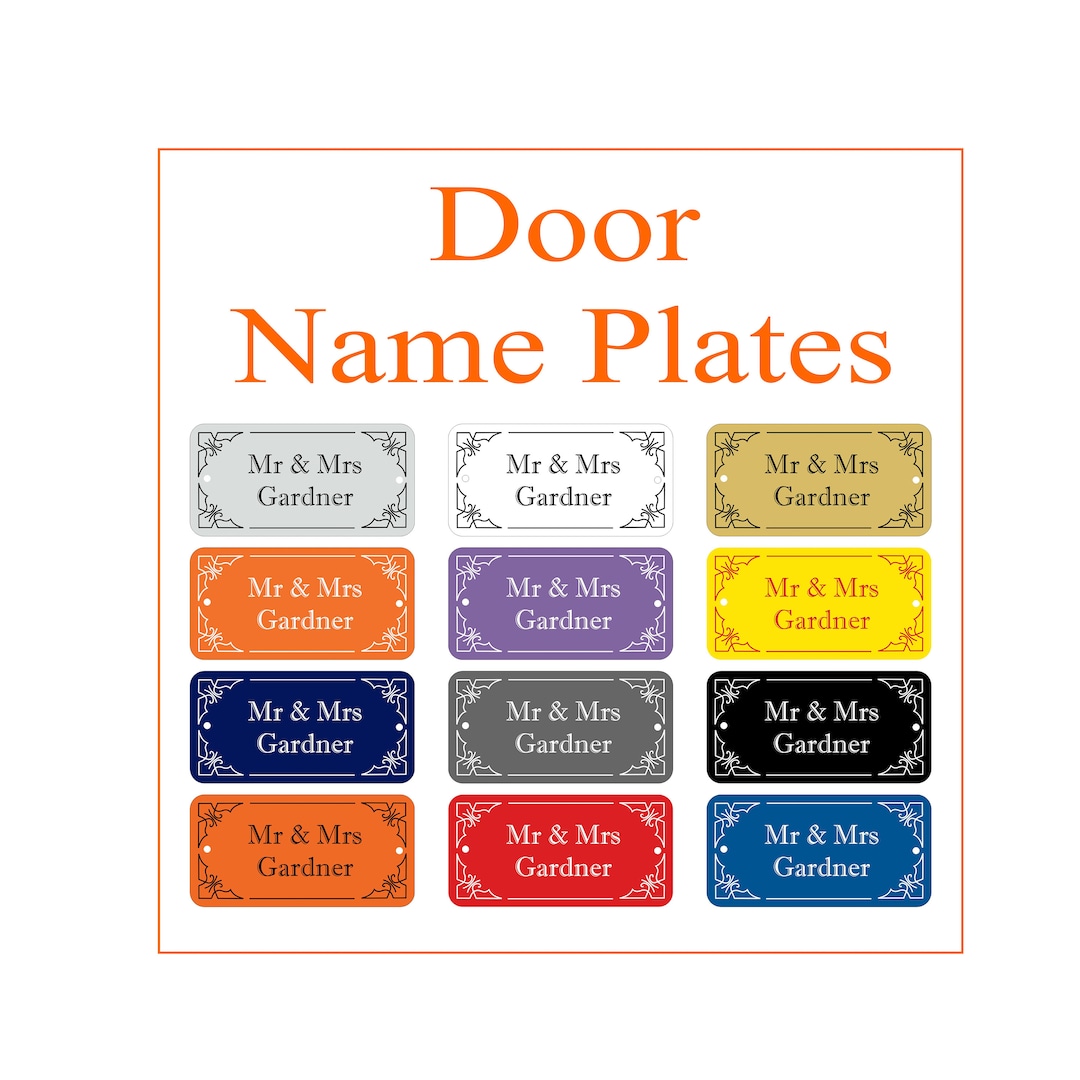 Personalised Engraved Door Name Plate Sign 100mm X 50mm Lots of Colours ...