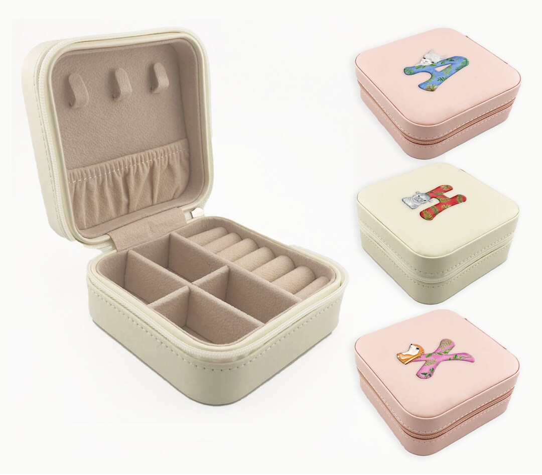 Alphabet Initial Jewellery Box Faux Leather Jewellery Case Box Various ...
