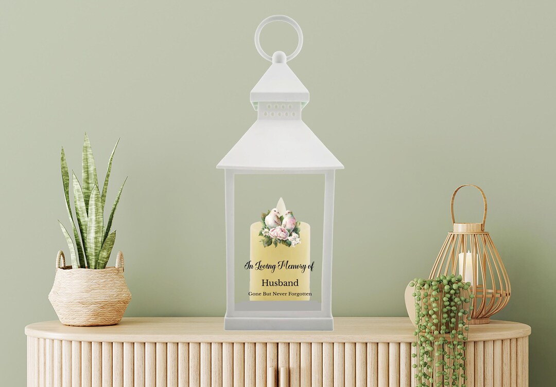 In Loving Memory of Doves Design Memorial Lantern White or Black ...