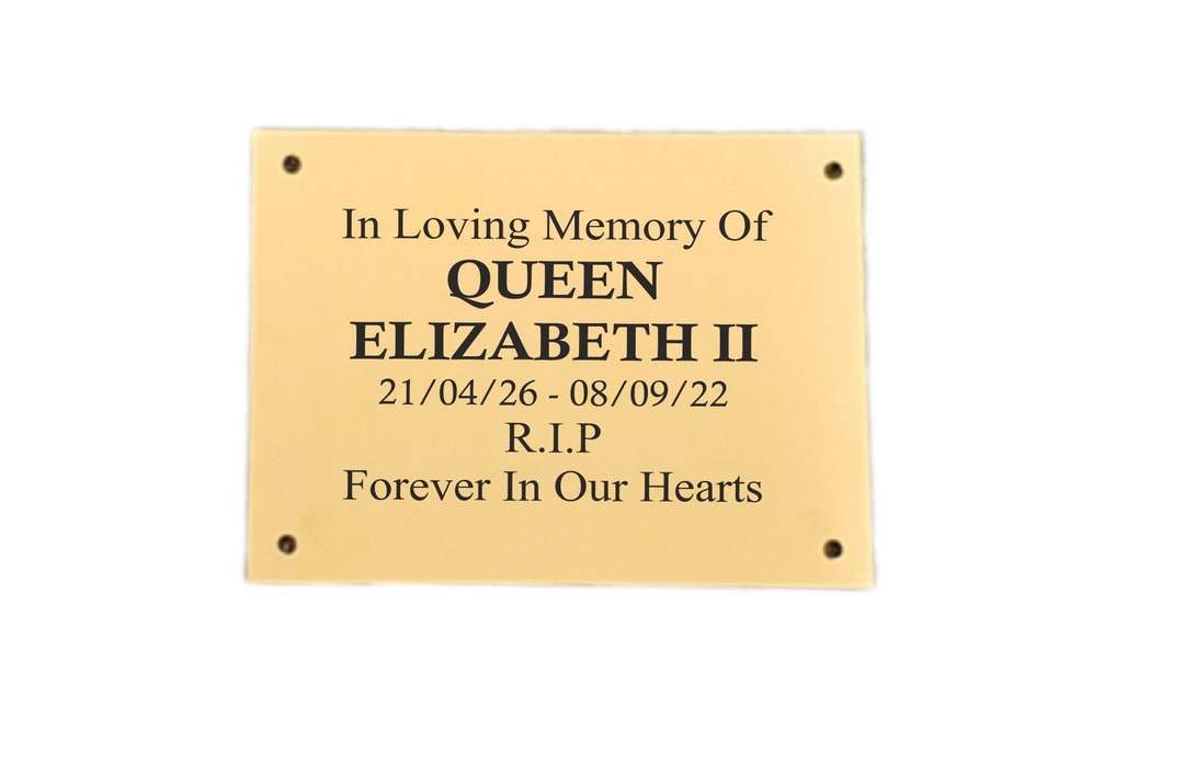Solid Brass Memorial Bench Plate Queen Elizabeth II Different Styles ...