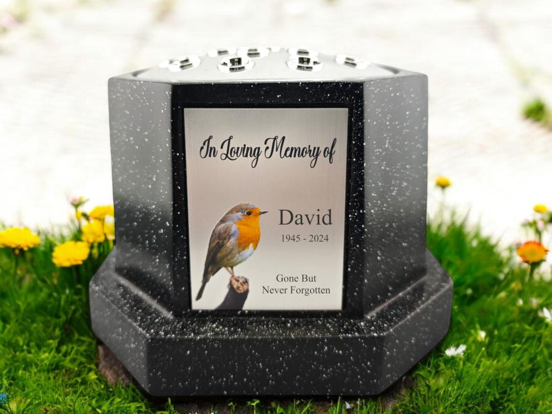Personalised Printed Robin Memorial Rose Bowl Grave Marker Flower Pot ...