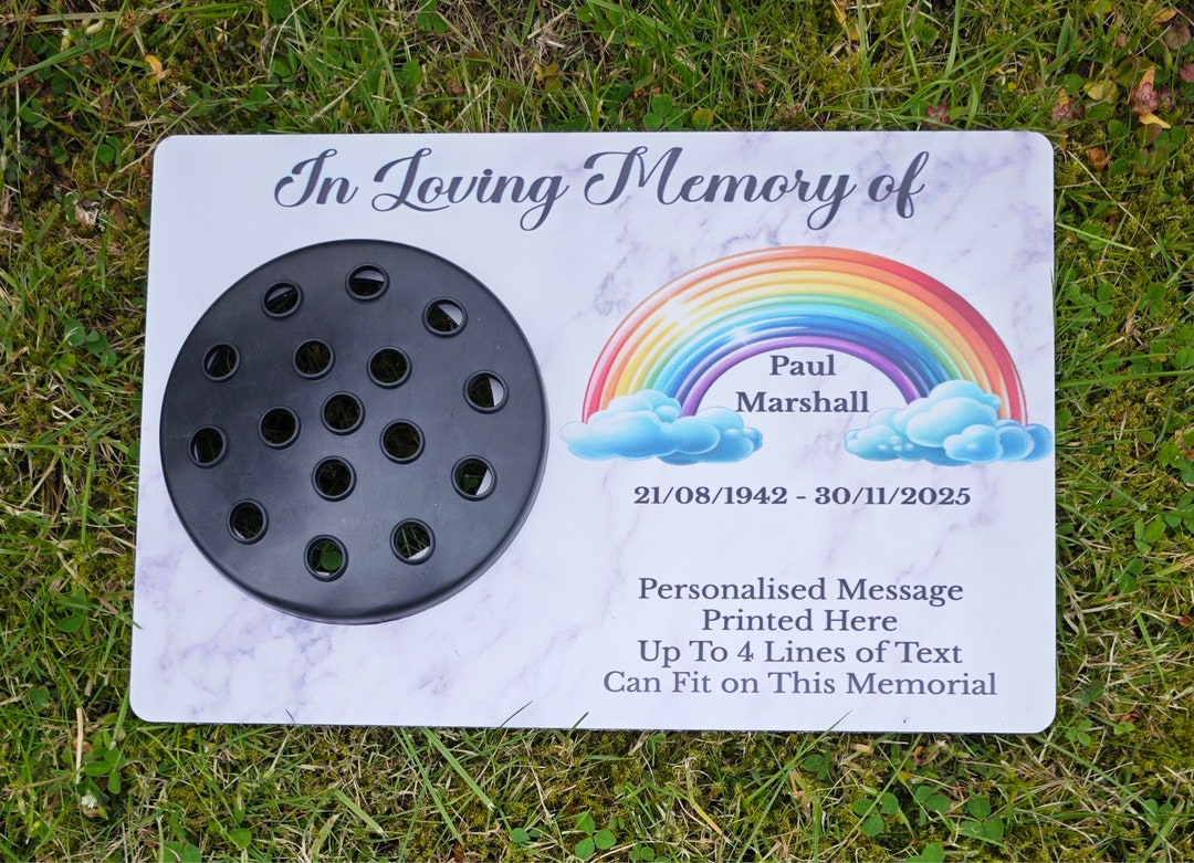 Personalised Rainbow Design Metal Grave Stone Marker Headstone Memorial ...
