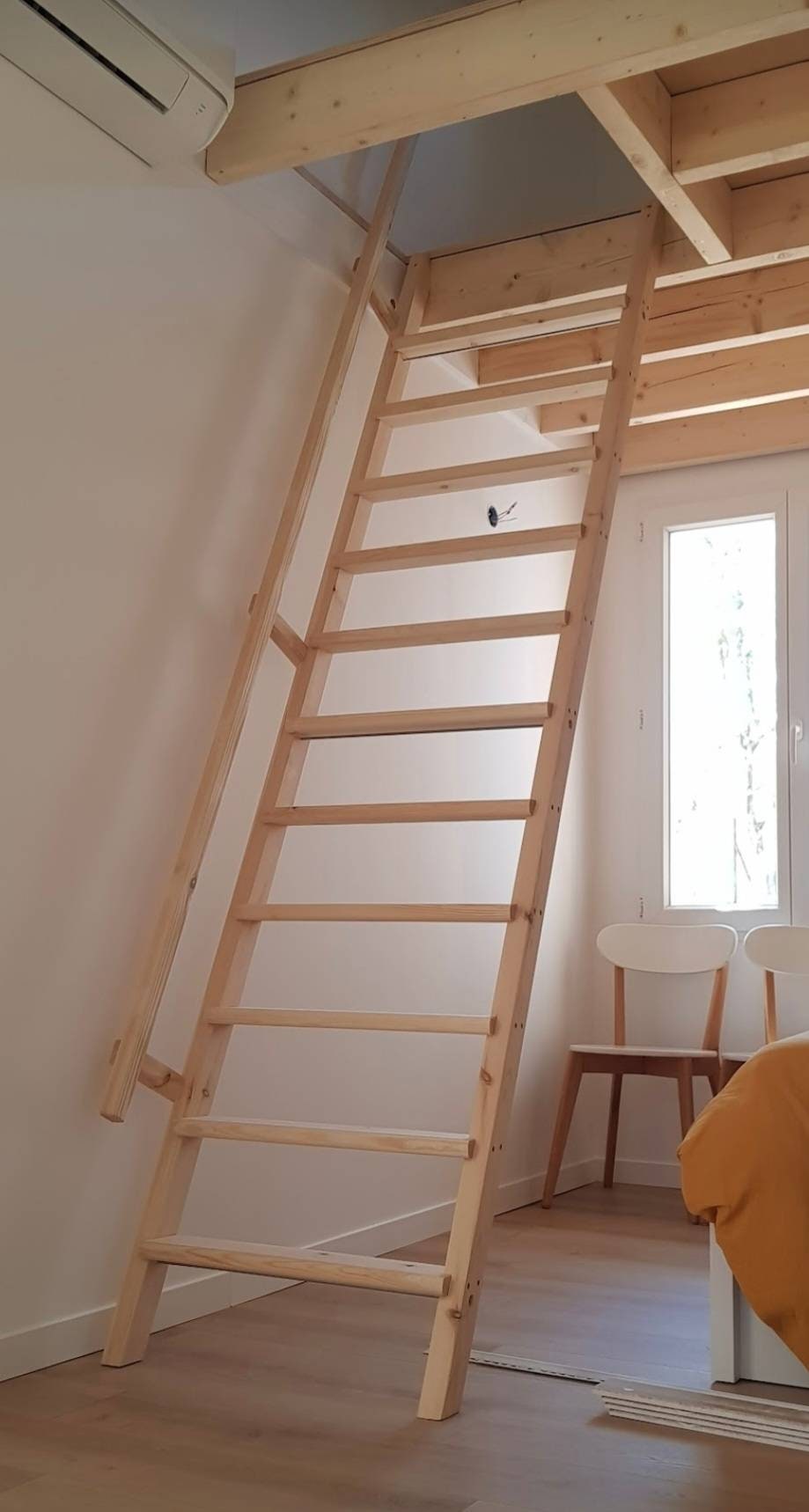 Solid Wood Ladder With Safety Handrail, MAXIMUM Strength for Loft, Bunk ...