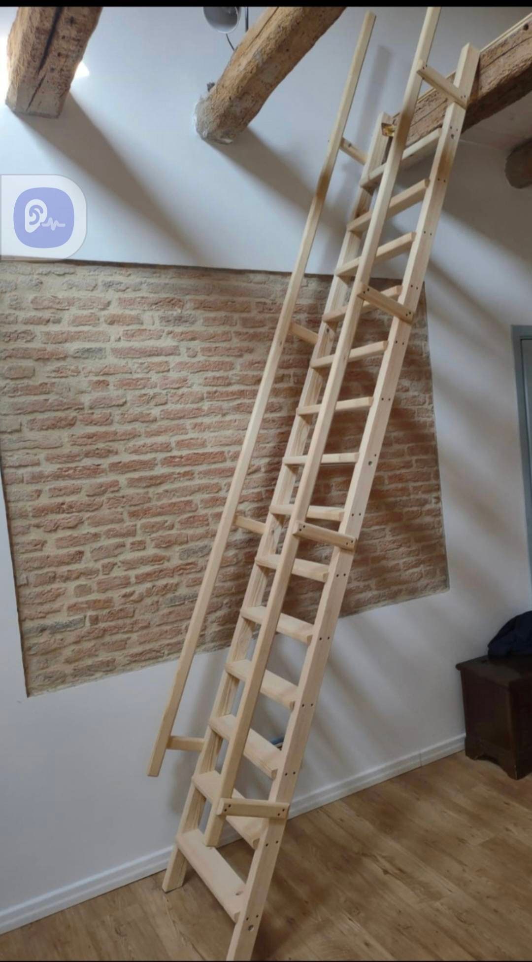 Solid Wood Ladder With Safety Handrail, MAXIMUM Strength for Loft, Bunk ...