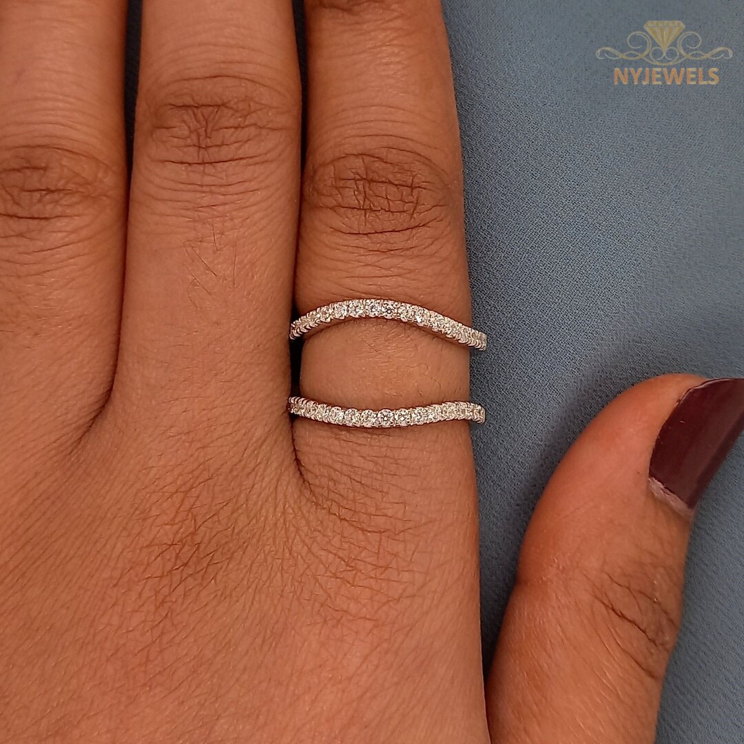 Round Cut 1CT Simulated Diamond Enhancer Ring Guard, 14K White Gold ...