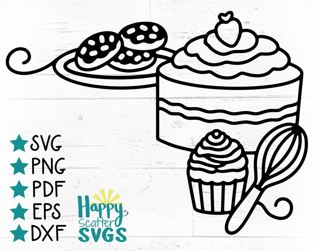 Cakes and Whisk SVG, Baking SVG, Cooking Printable, Cakes Vector File ...