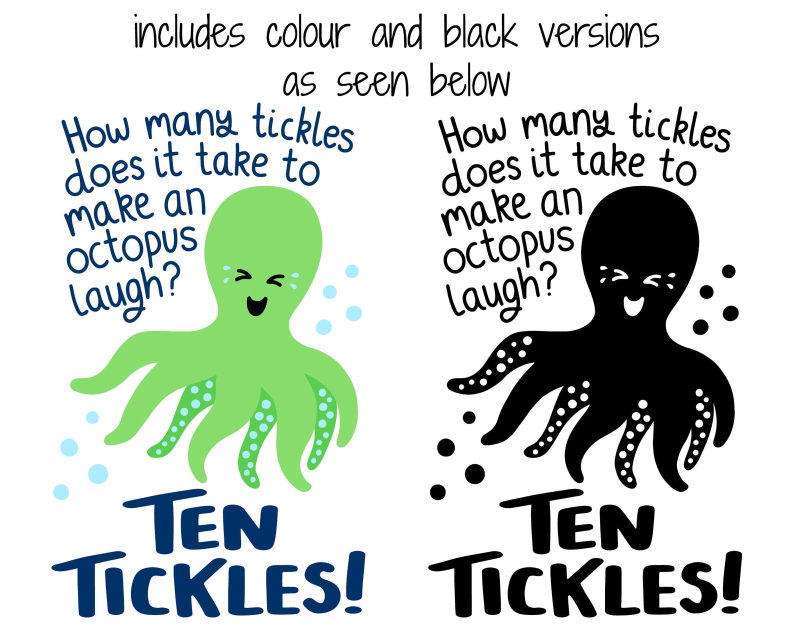Tickle an Octopus SVG Joke SVG Kid Friendly Humour Sea - Etsy