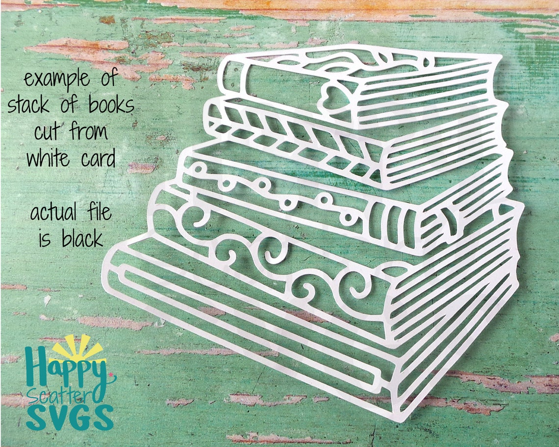 Stack of Books SVG, Book Cut File, Library SVG, Tote Bag SVG, Pile of ...