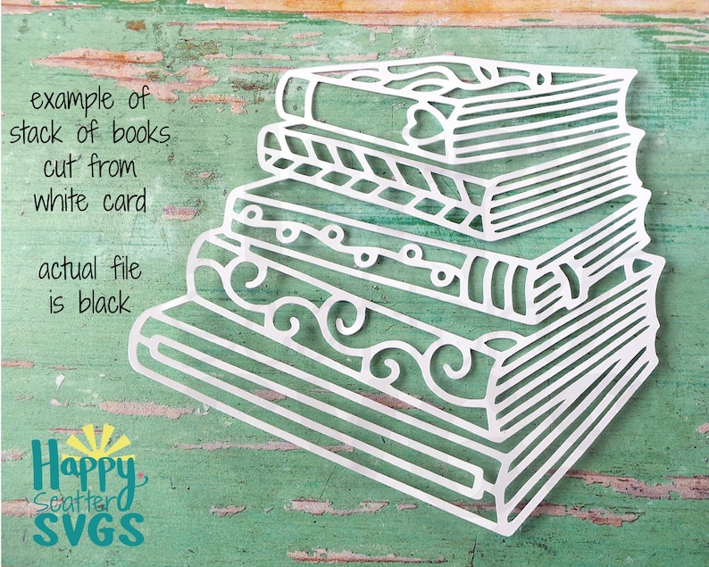 Stack of Books SVG, Book Cut File, Library SVG, Tote Bag SVG, Pile of ...