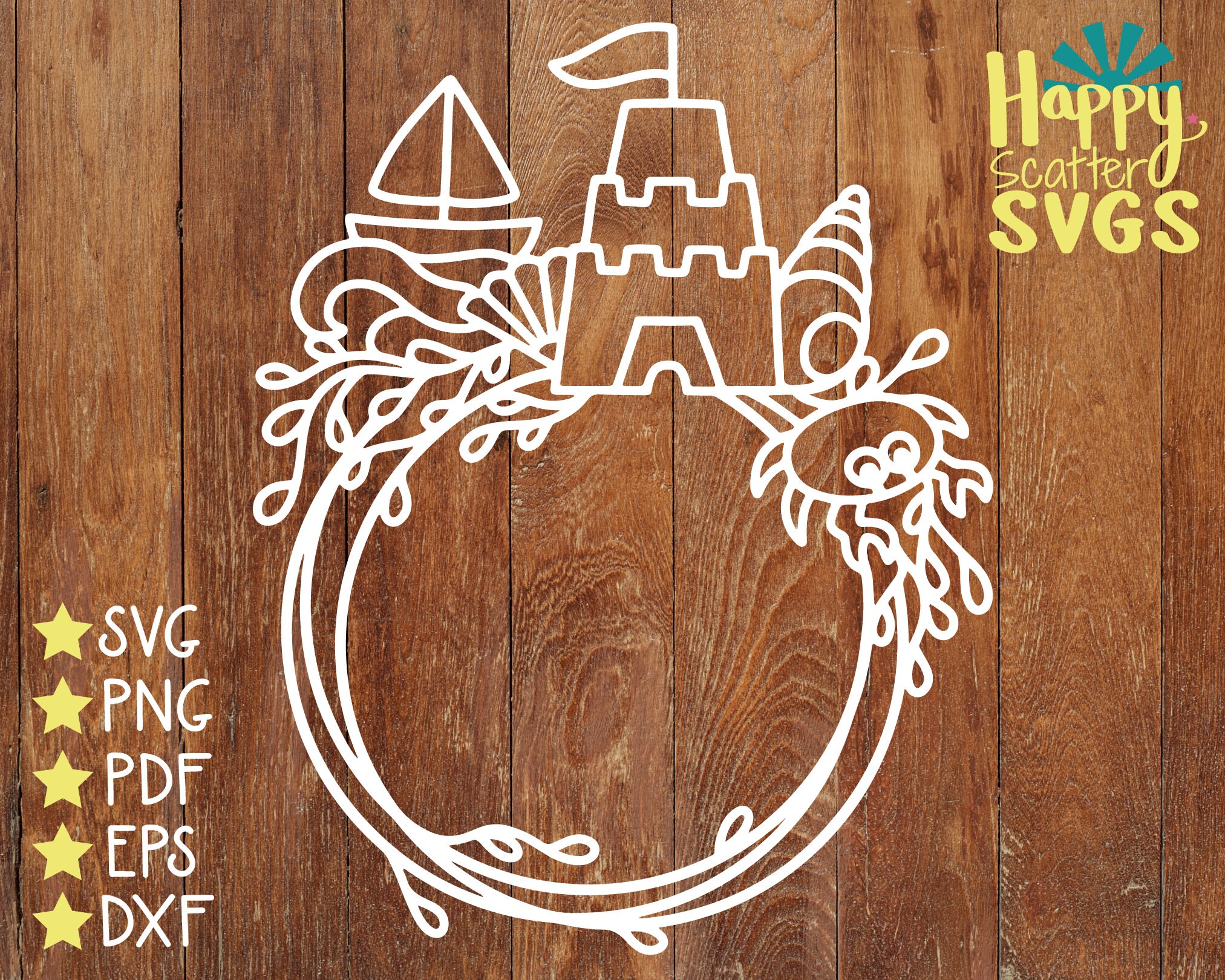 Beach Wreath SVG Sandcastle Cut File Seaside SVG Beach - Etsy