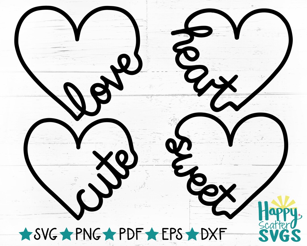 Heart Words Svgs 4 Shapes Included Hearts With Words - Etsy