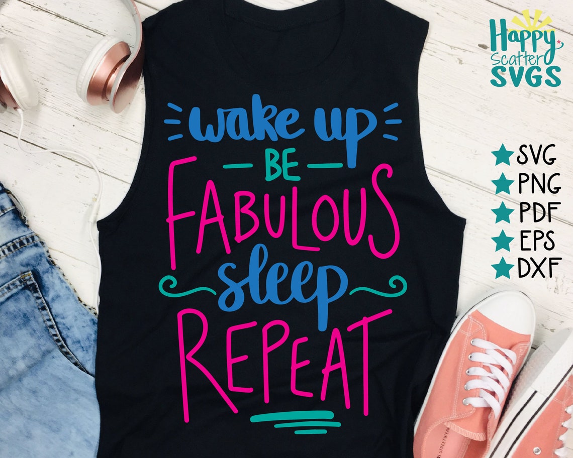 Wake up SVG Digital Product Colour and Black Sleep Repeat - Etsy