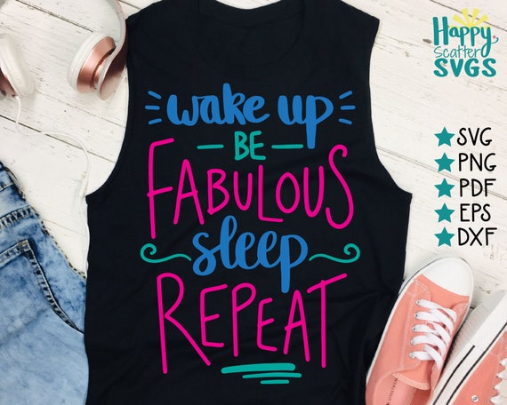 Wake up SVG Digital Product Colour and Black Sleep Repeat | Etsy