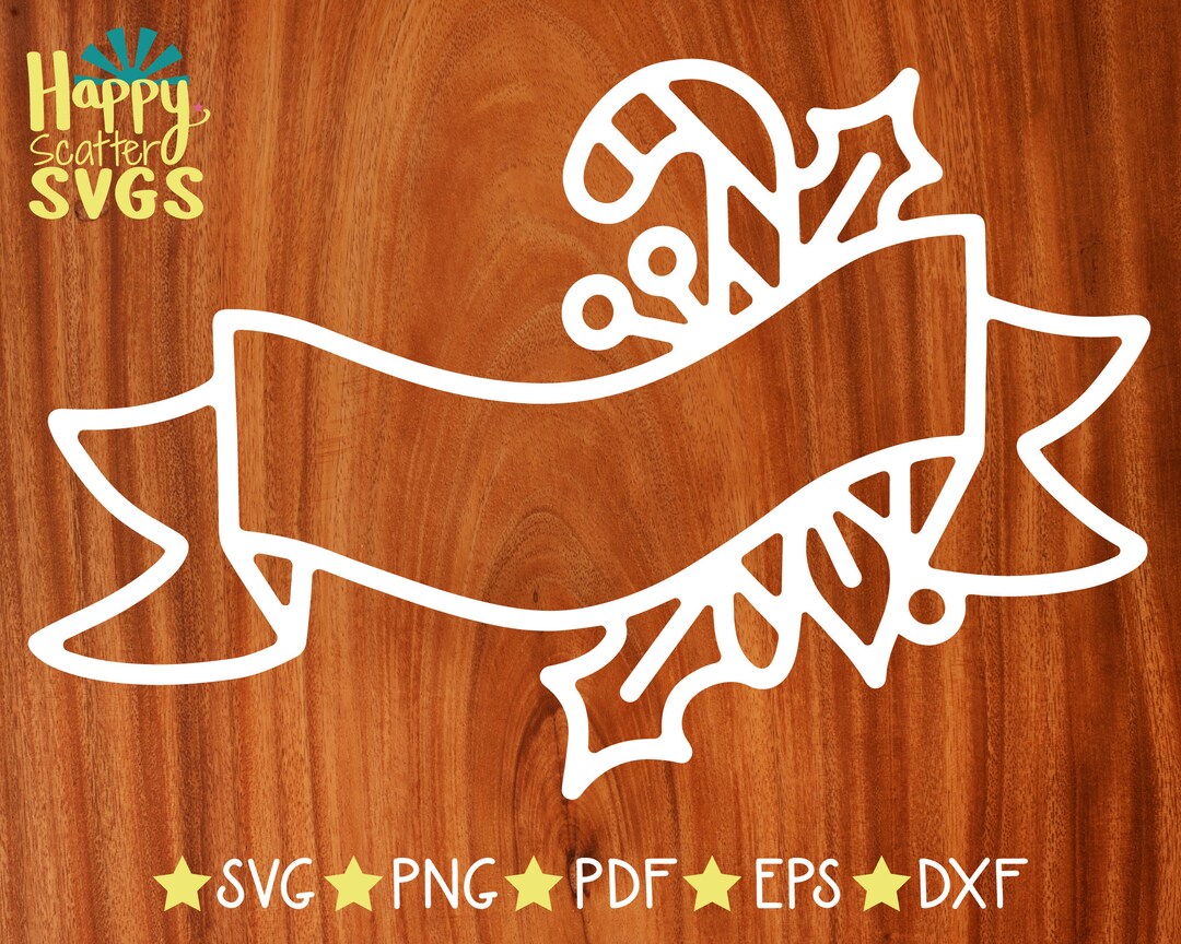 Candy Cane Christmas Banner SVG, Ribbon Cut File, Banner Outline ...