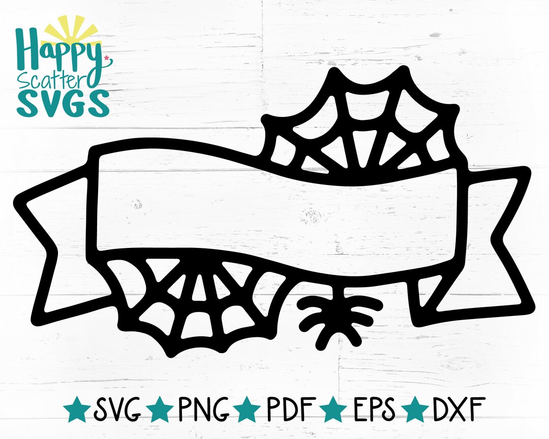 Spiderweb Halloween Banner SVG, Ribbon Cut File, Cobweb Svg, Halloween ...