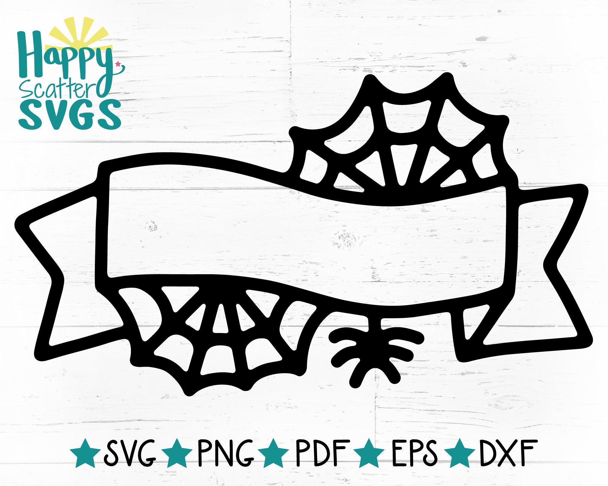 Spiderweb Halloween Banner SVG, Ribbon Cut File, Cobweb Svg, Halloween ...