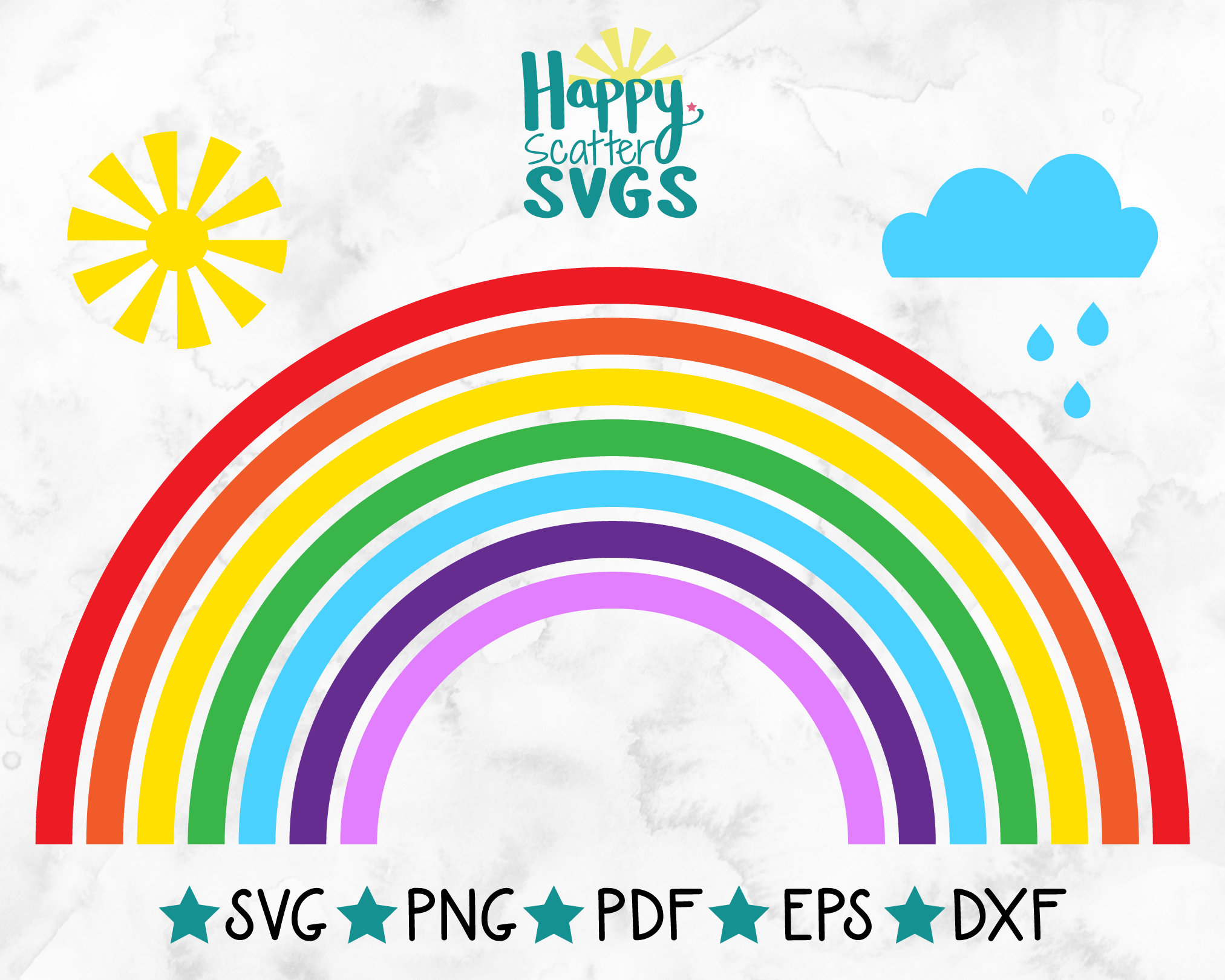 Rainbow SVG Cloud and Sun Included Colourful SVG Rainbow - Etsy