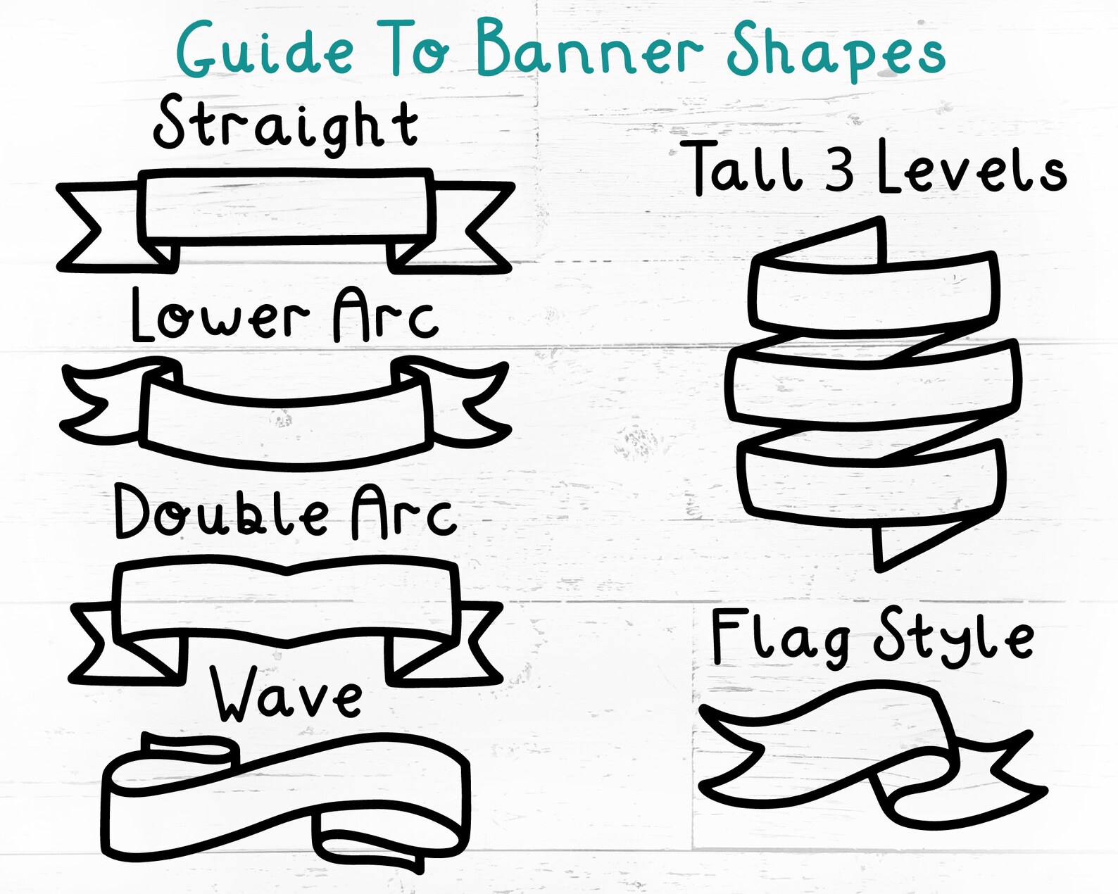 Banner Svgs, 6 Shapes Included, Ribbon Cut File, Banner Outlines ...