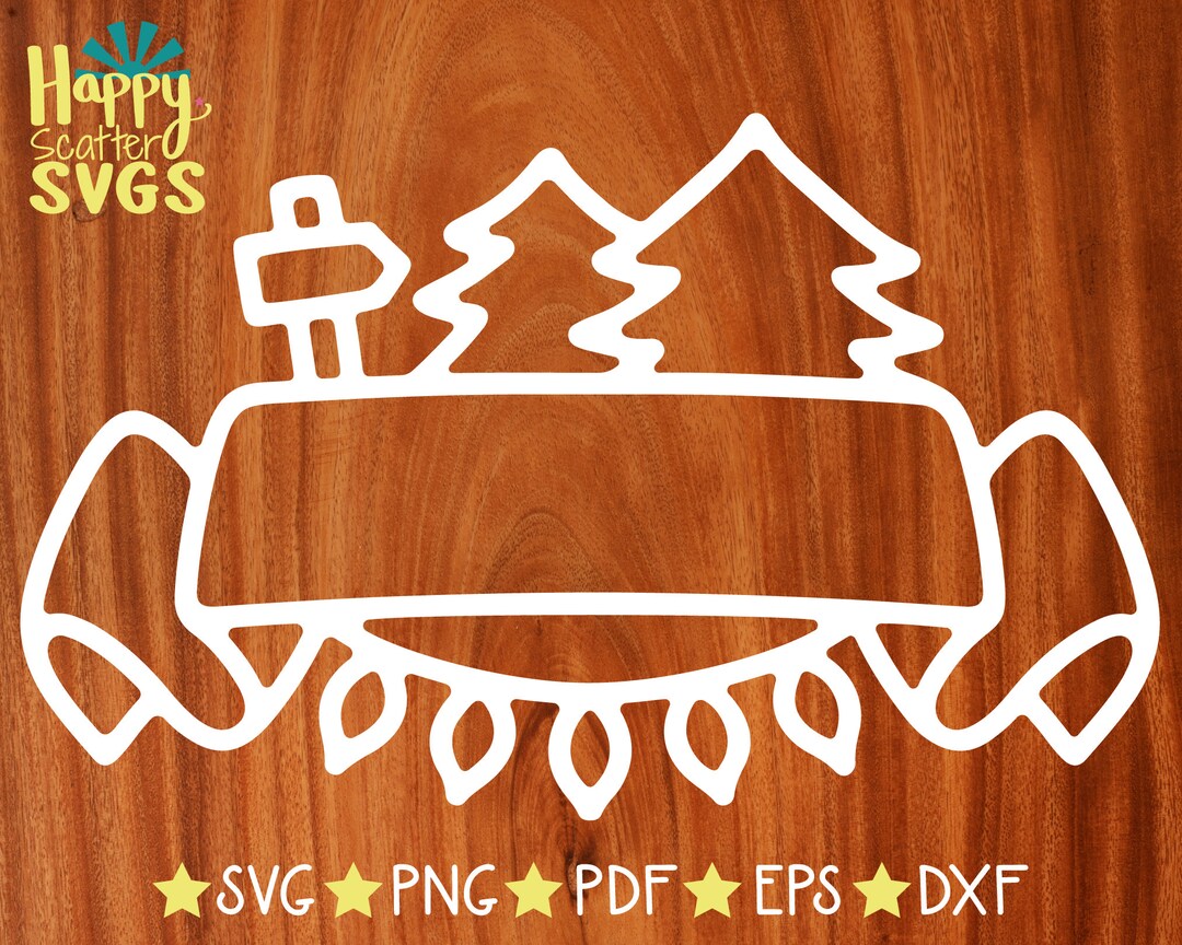 Trees Christmas Banner SVG, Ribbon Cut File, Banner Outline ...