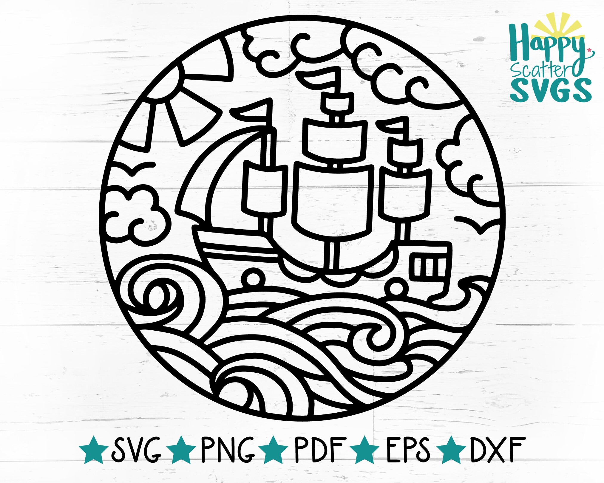 Barco en un círculo SVG, archivo de corte de mar, SVG de vela, bolsa de ...